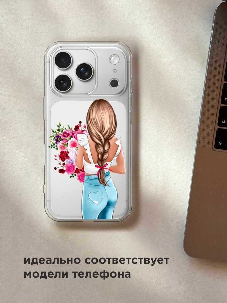 Чехол на Apple iPhone 17 Pro / Айфон 17 Про с принтом "Букет для девушки", прозрачный — фото 1