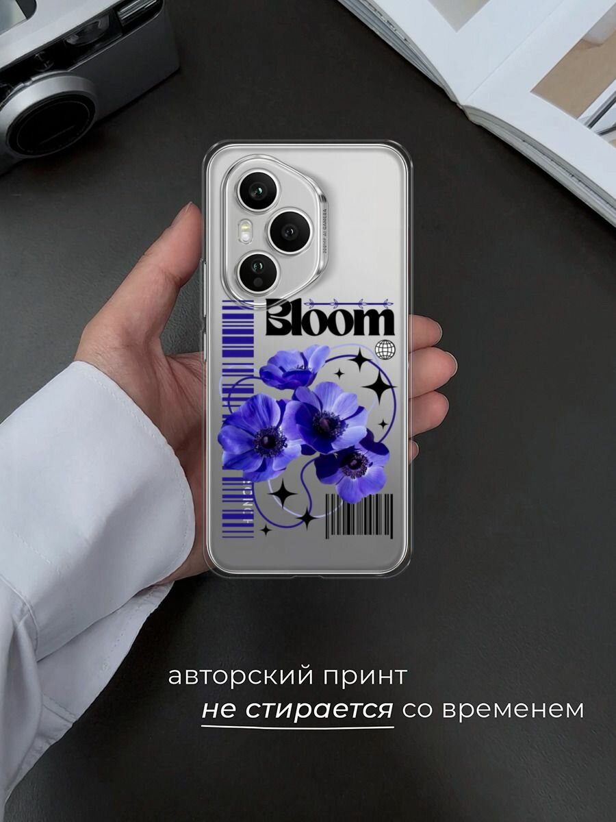 Чехол на Honor 400 Pro / Хонор 400 Про с принтом "Завораживающие анемоны", прозрачный — фото 1