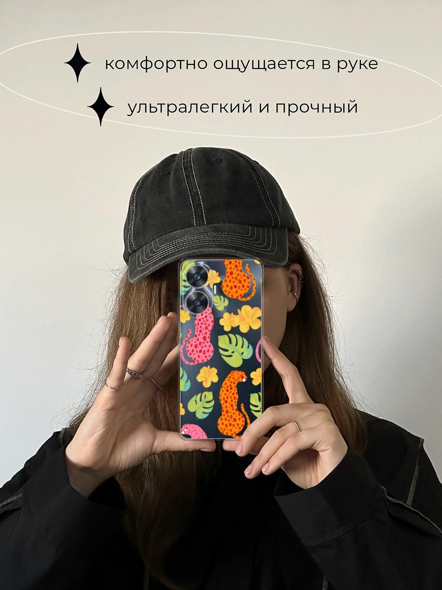 Чехол на Realme C55 / Реалми C55 с принтом "Экзотика", прозрачный — фото 1