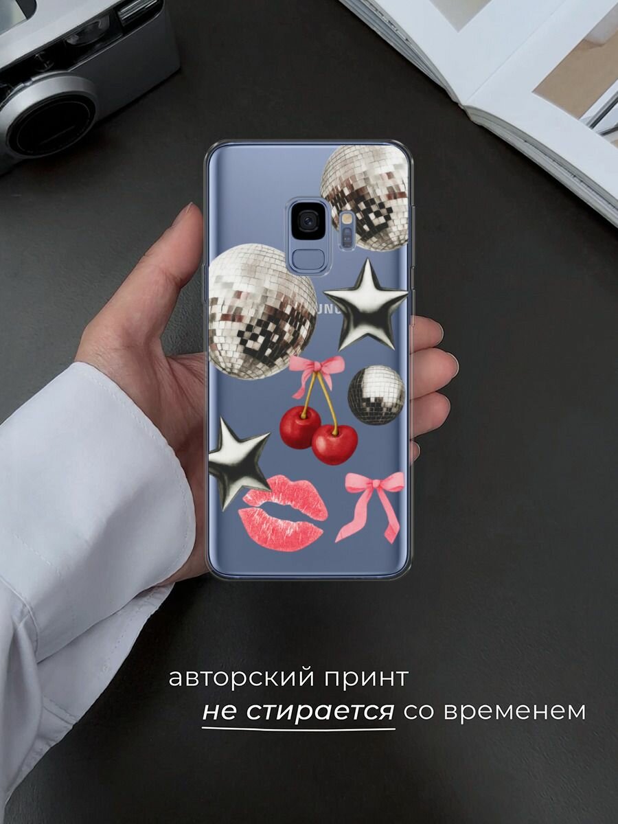 Чехол на Samsung Galaxy S9 / Самсунг Галакси С9 с принтом "Стильная подборка", прозрачный — фото 1