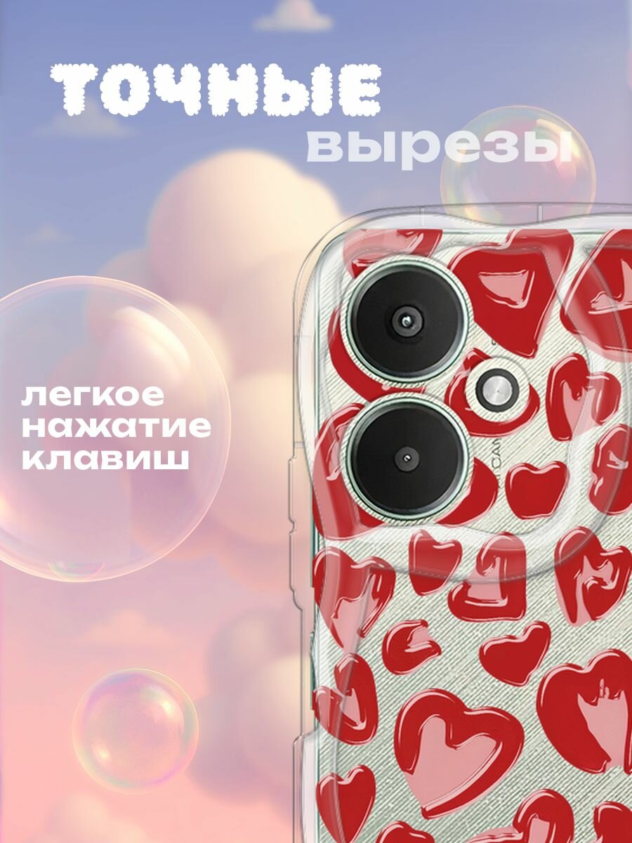Чехол на Xiaomi Redmi 13C/Poco C65 / Редми 13C/Поко C65 с принтом Множество красных сердец — фото 1