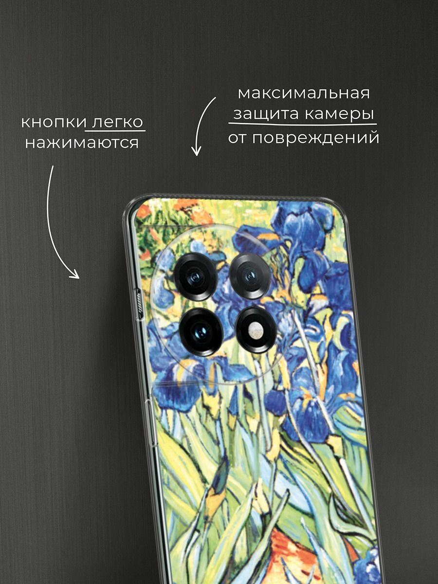 Силиконовый чехол на OnePlus 11 / Ван Плас 11 с принтом "Ирисы Ван Гог" — фото 1