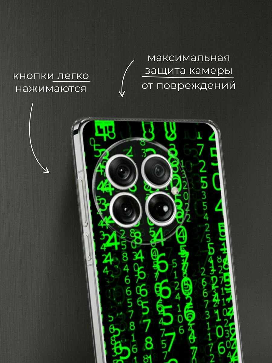 Силиконовый чехол на OnePlus 13 / Ван Плас 13 с принтом "Цифры матрицы" — фото 1
