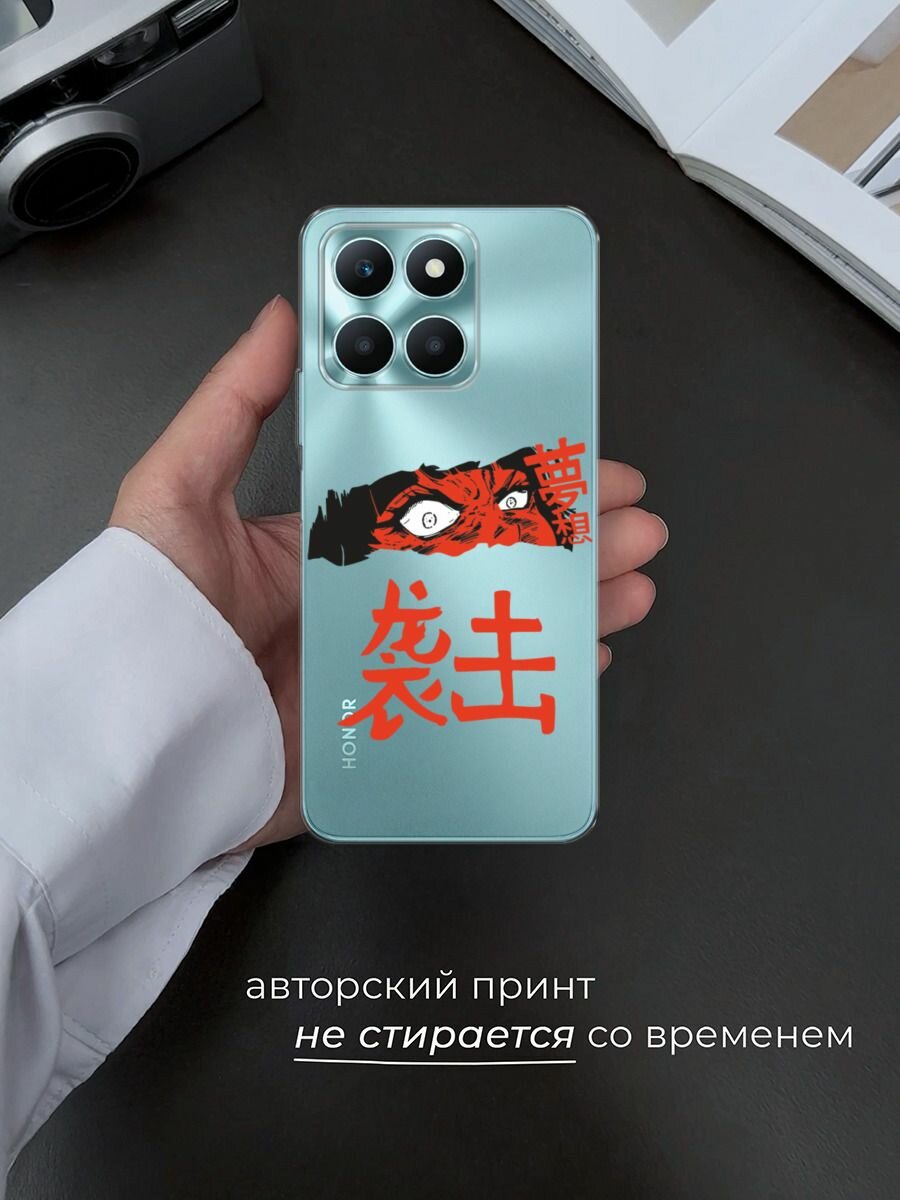 Чехол на Honor X6A / Хонор X6A с принтом "Anime attack", прозрачный — фото 1