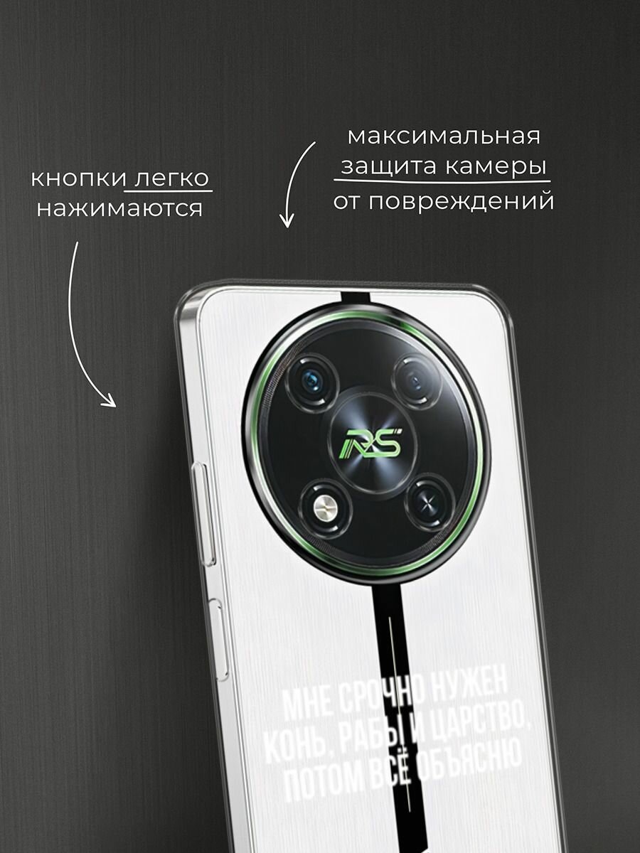 Чехол на Itel RS4 / Ител РС4 с принтом "Мне срочно нужно все", прозрачный — фото 1