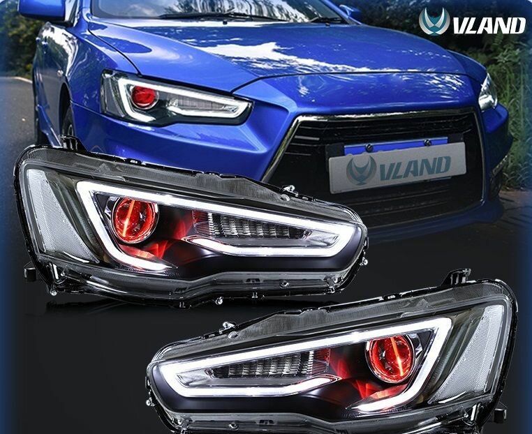 Модифицированные автомобильные фары, подходящие для моделей Mitsubishi Lancer EX 2008-2016 годов, светодиодные фары с эффектом дьявольского глаза .