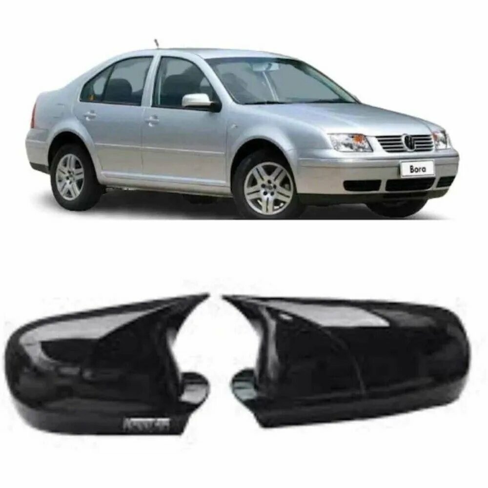VAG (VW/Audi/Skoda/Seat) Зеркало боковое Комплект, арт. Зеркальный чехол в стиле летучей мыши для VW Фольксваген Бора 1998-2006, автомобильные аксессуары, 2 предмета, глянцевый черный щиток, внешние детали, европейские губы, спорт