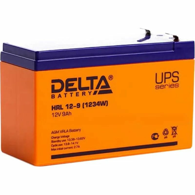 Батарея аккумуляторная DELTA для ИБП, HRL 12-9/12-9X, 12V/9Ah