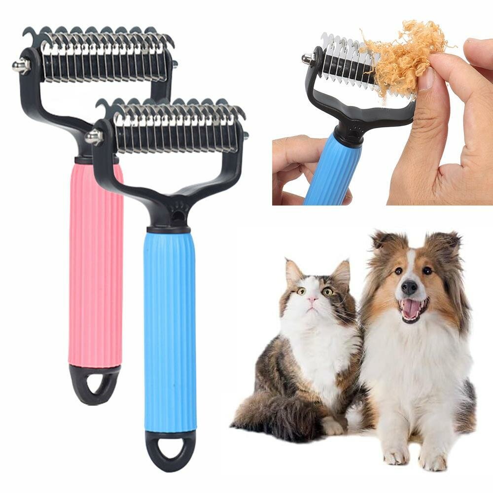 Расческа для кошек и собак дешеддер колтунорез , для удаления колтунов и ухода за длинношерстными кошками и собаками