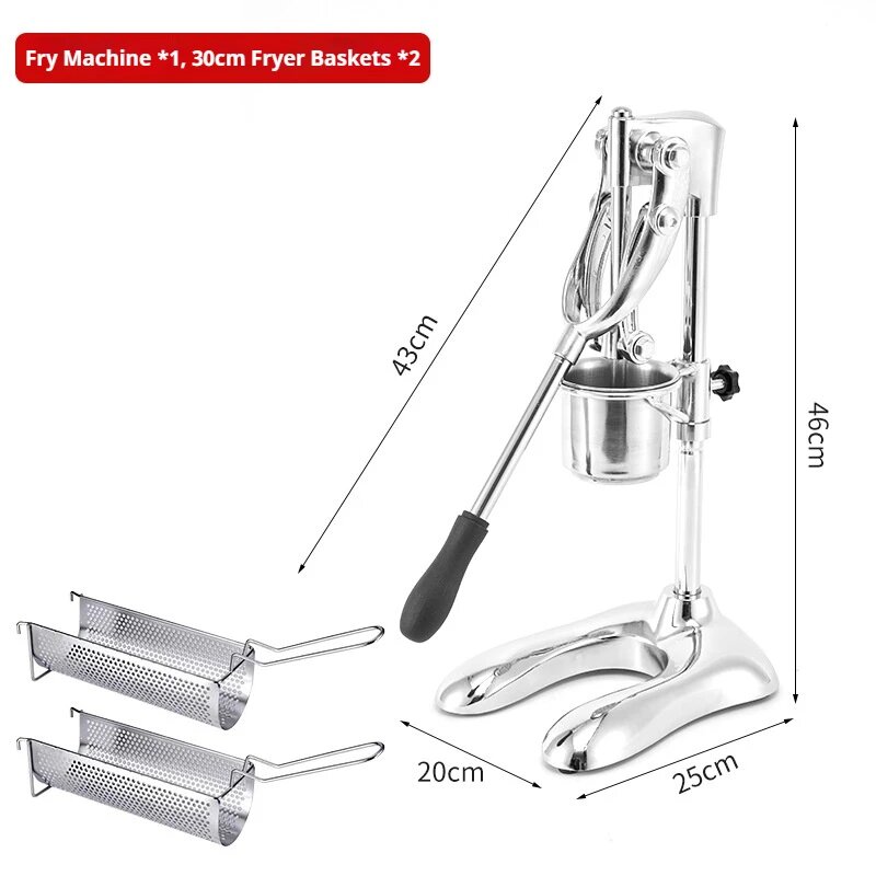 Ручной экструдер для картофеля фри из нержавеющей стали Machine and 2 Basket