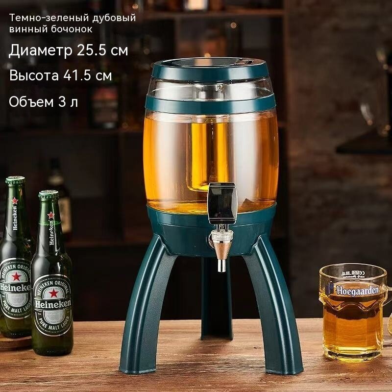 Пивная башня Бочка с подсветкой и краном, объем 3 литра