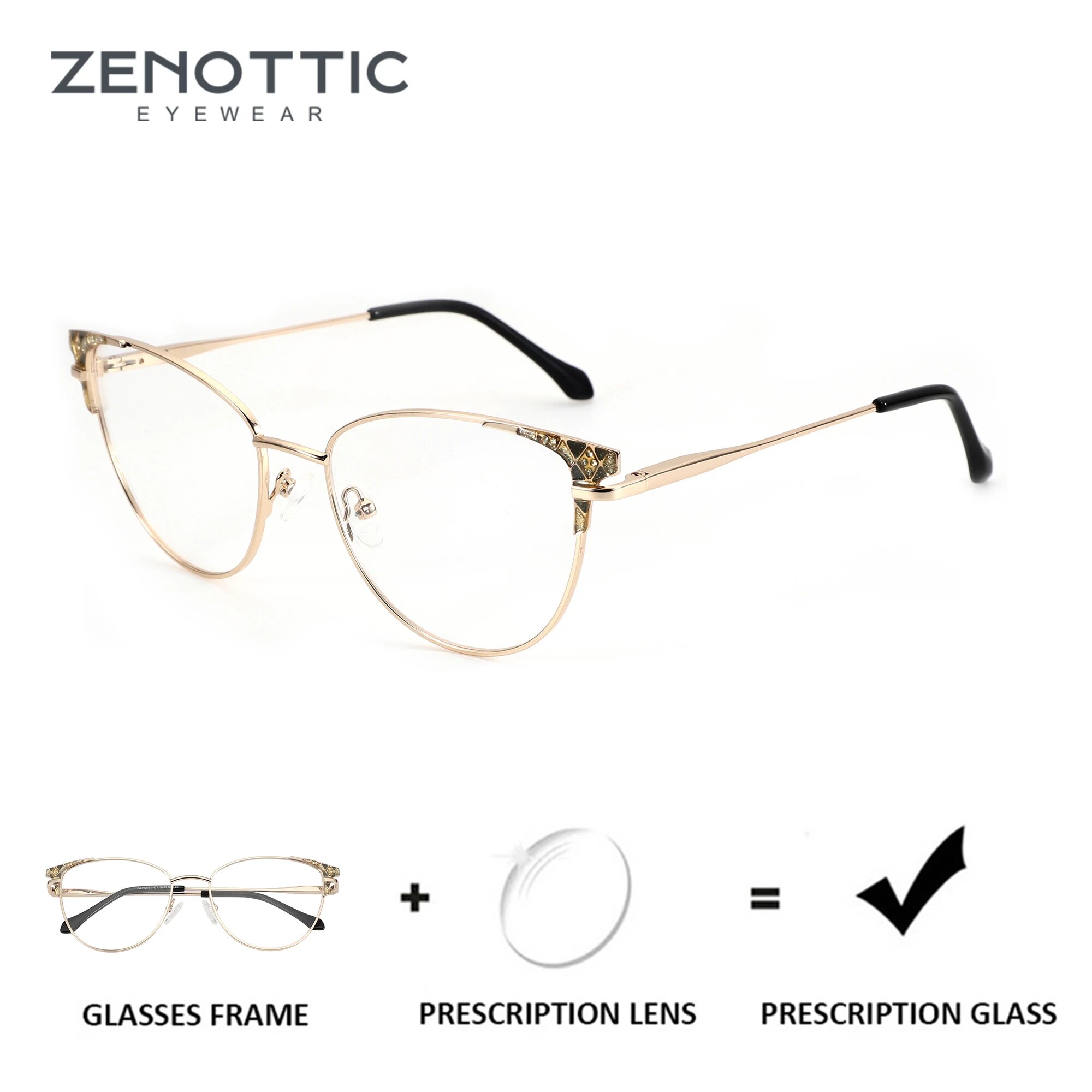 ZENOTTIC Trend кошачий глаз фотохромные очки для женщин 1.61, Единая версия, Анти-синий луч