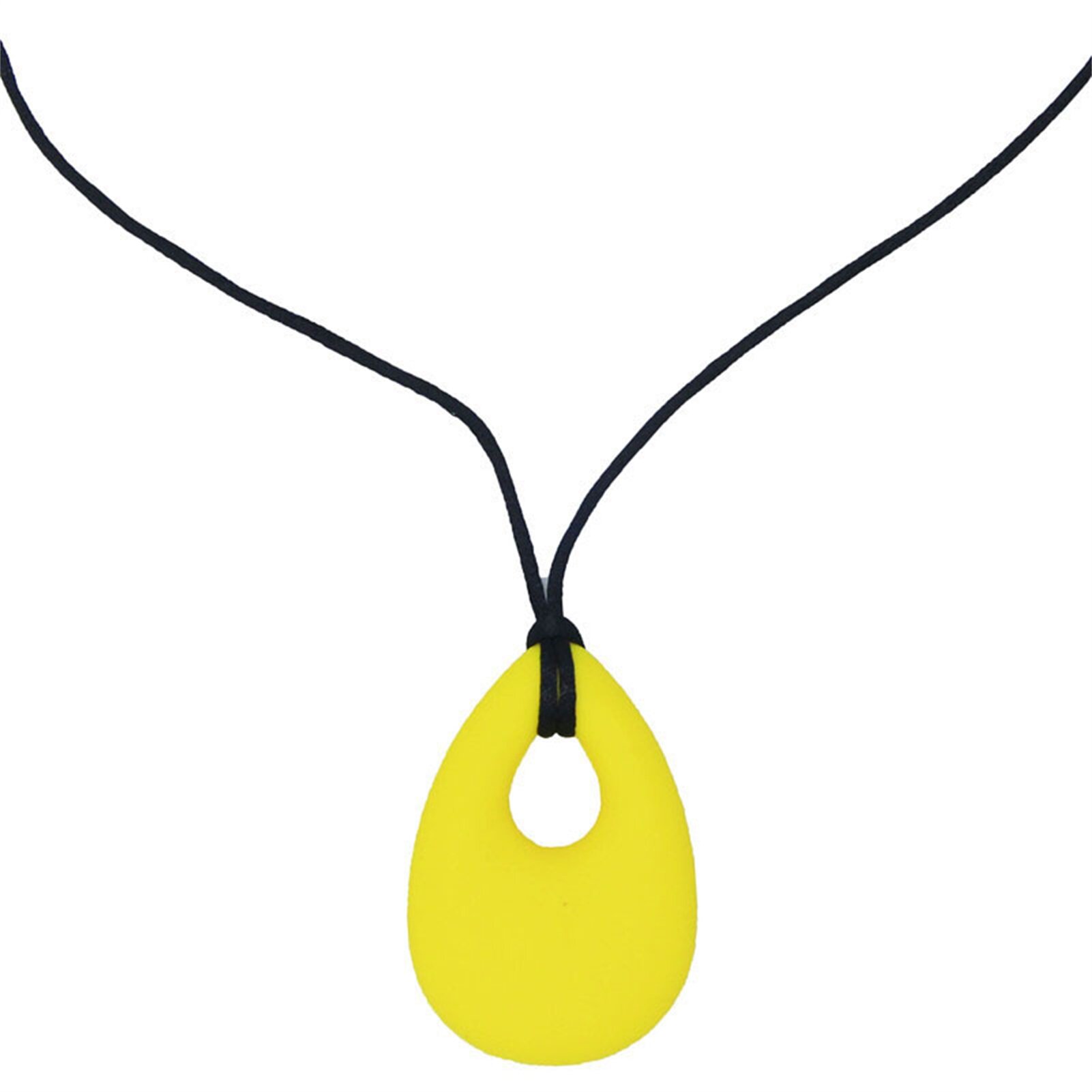 Безопасное изысканное детское жевательное ожерелье с подвеской в форме капли, мягкое силиконовое, сенсорное ожерелье для прорезывания зубов, желтое