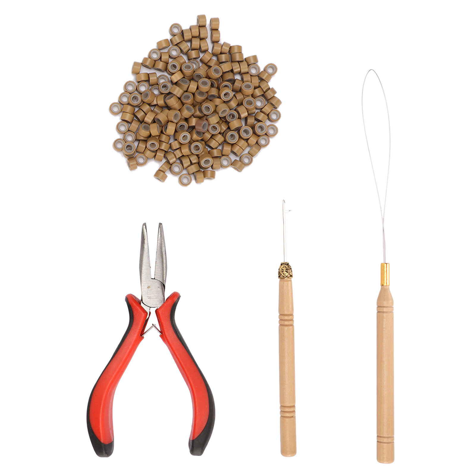 Набор для наращивания волос, микросиликоновые кольца, плоскогубцы, 200 шт. колец