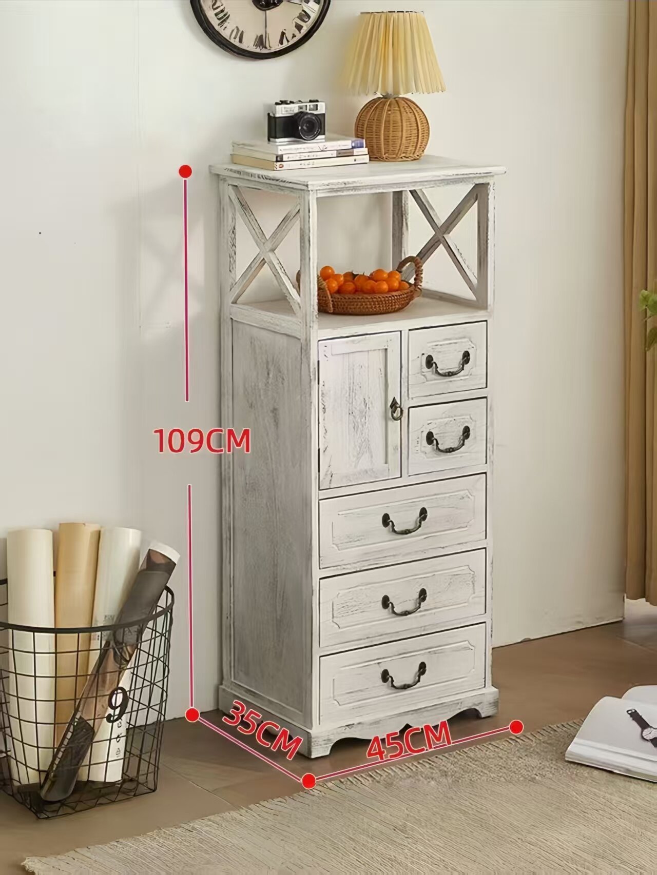 Комод из цельного дерева, простое хранение в стиле ретро, многослойный