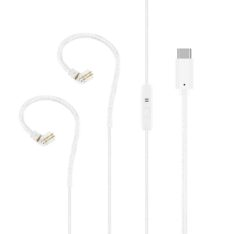 Кабель для наушников Fransun 3,5 мм/Type-C 0,75/0,78 мм 2PIN 5N OFC посеребренный кабель для обновления провод для наушников с микрофоном для KZ QDC