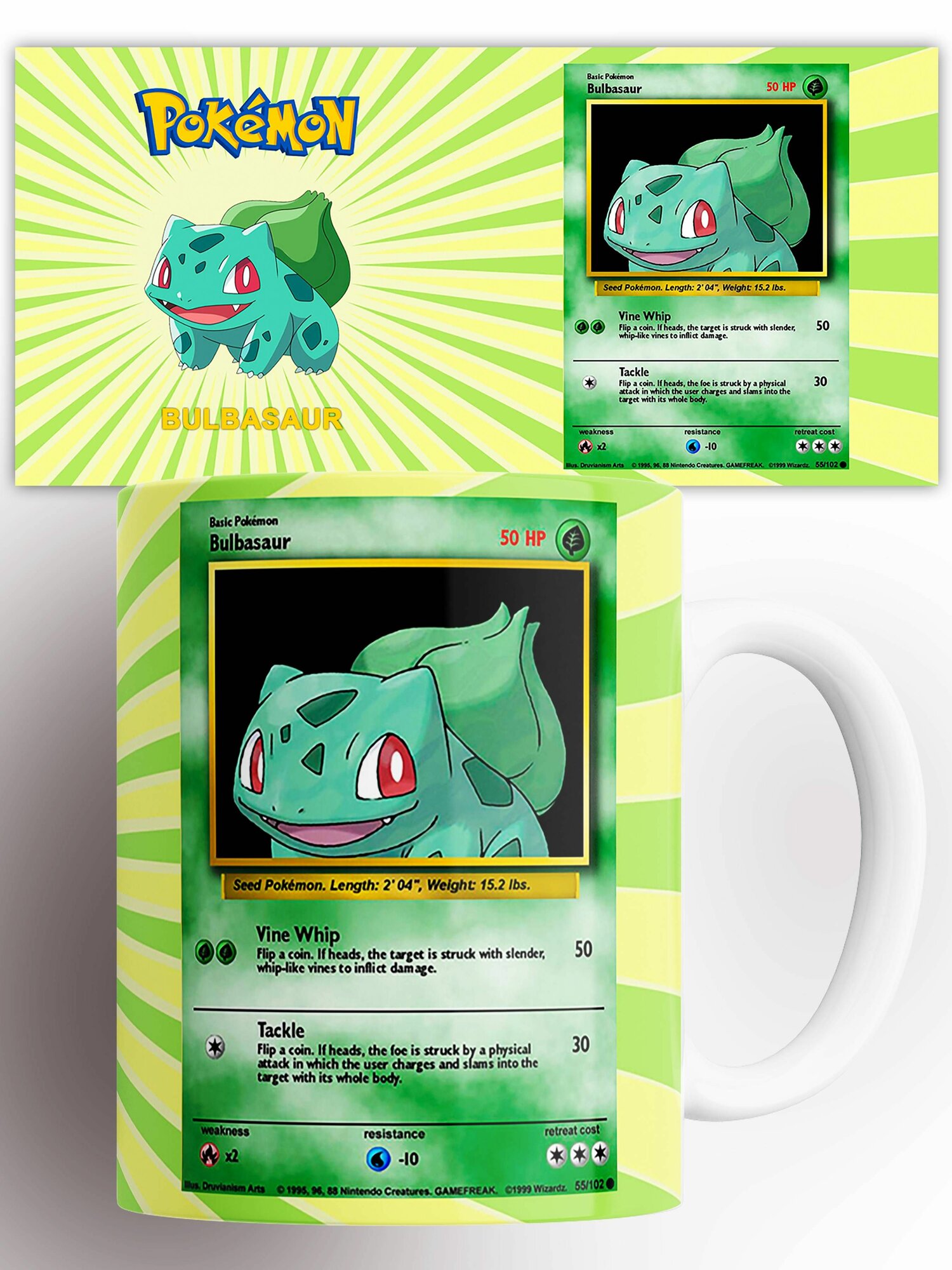 Кружка Покемон Pokemon Бульбазавр герои аниме , на подарок с принтом 330 мл