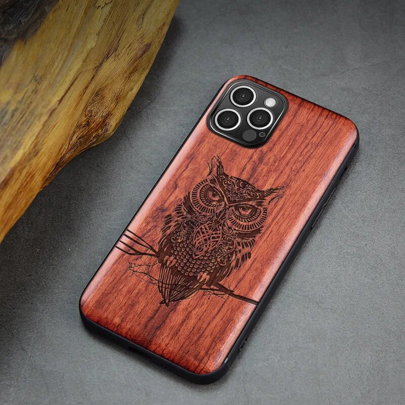 Чехол для телефона из натурального дерева для iPhone 15 Pro Max, Красный, Color 1, for iPhone 13