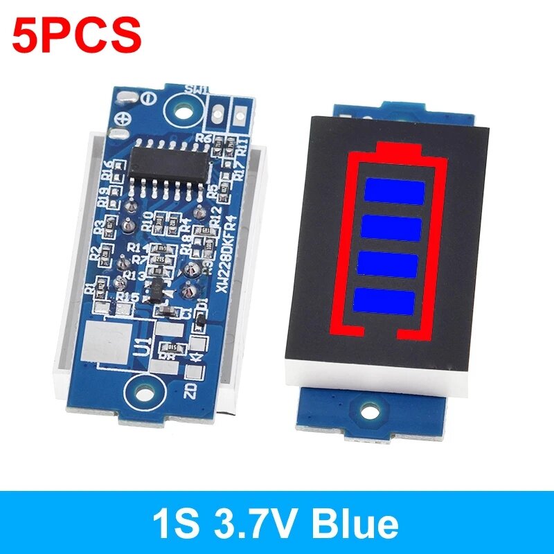 5шт. Индикатор заряда батареи 1S 3.7V Blue