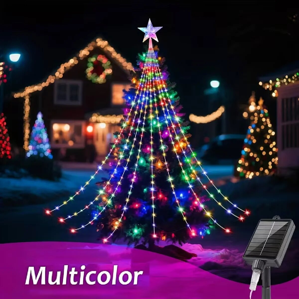 Солнечная гирлянда водопад Multicolor 2M