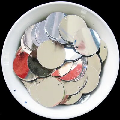 Большие круглые ПВХ пайетки 25 мм Серебряный, Silver