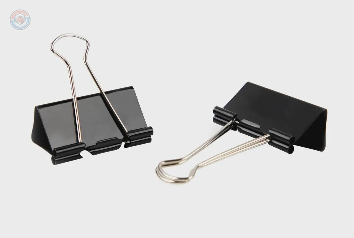 Канцелярские зажимы для бумаги 51 мм черные 12 шт универсальные металлические прищепки для офиса школы дома скрепление документов файлов