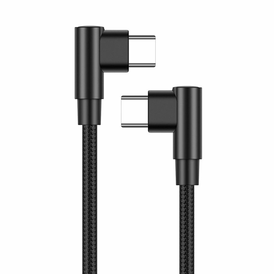 Type-C кабель 1м, Black Double elbow