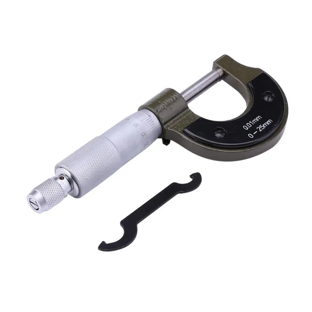 Внешний микрометр из углеродистой стали 0-25 мм серый