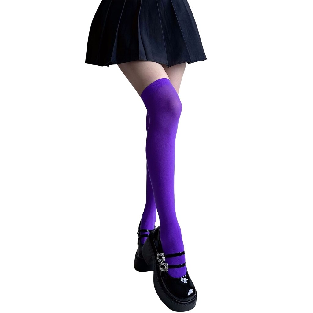 Женские японские шелковые чулки JK до бедра, разноцветные непрозрачные эластичные носки выше колена для аниме-девушки, чулочно-носочные изделия для косплея