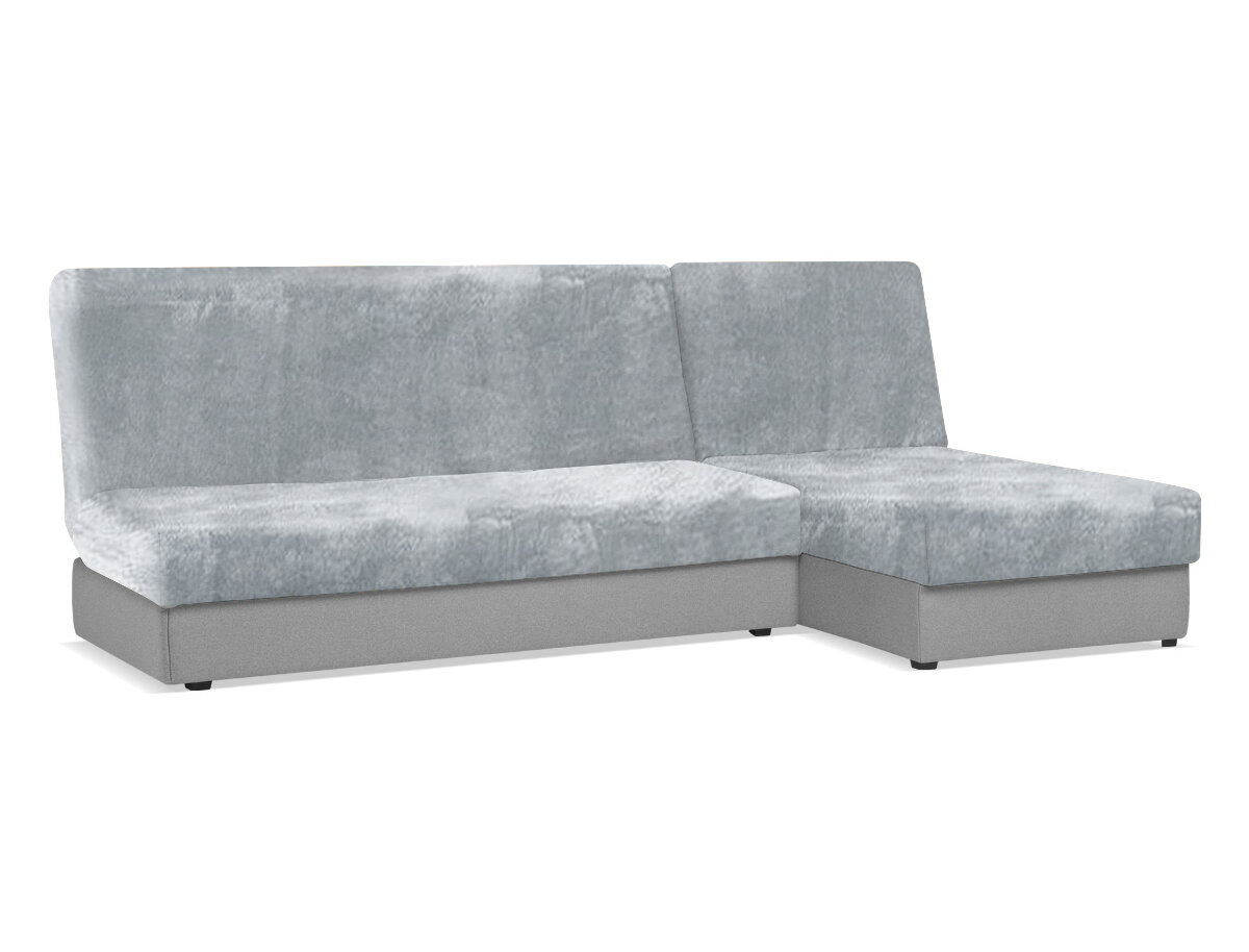 Чехол на угловой диван-книжку Бруклин светло-серый, стрейчевый велюр, Виктория Хоум Декор