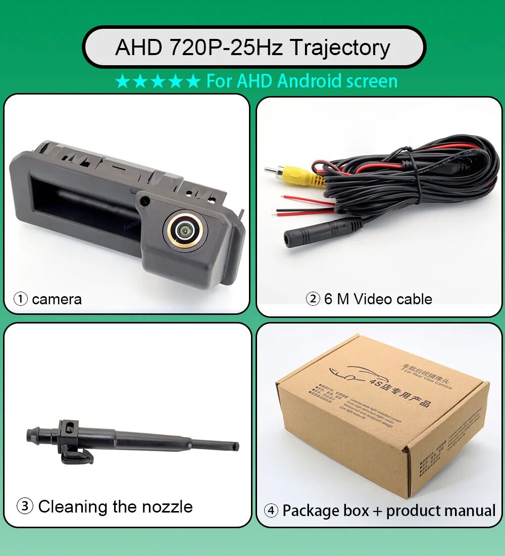 Камера заднего вида с ручкой FishEye для Volkswagen Bora Tayron/Tayron X Tharu AHD720P Trajectory