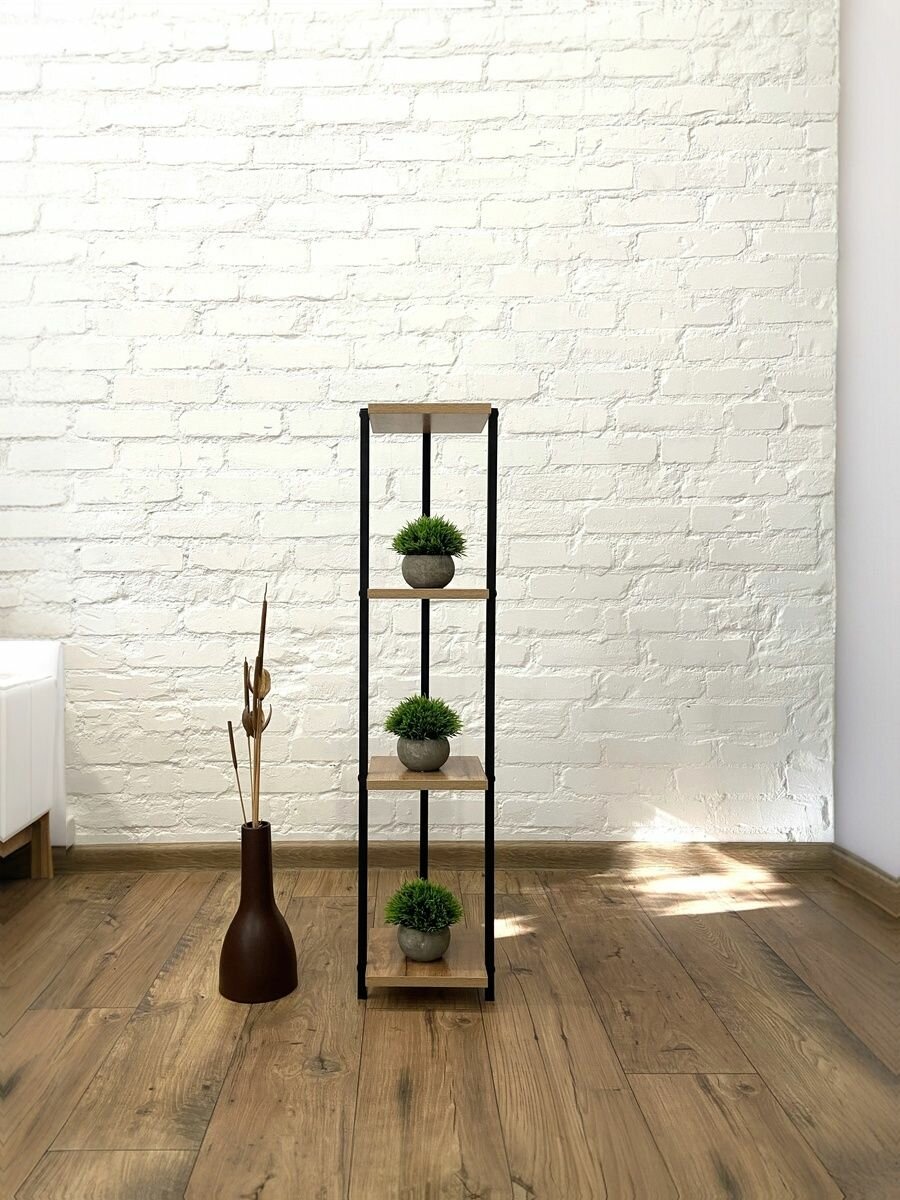 Стеллаж-этажерка 4 секции, полки 20 20 см из ЛДСП, металлический каркас, компактная, лёгкая, прочная