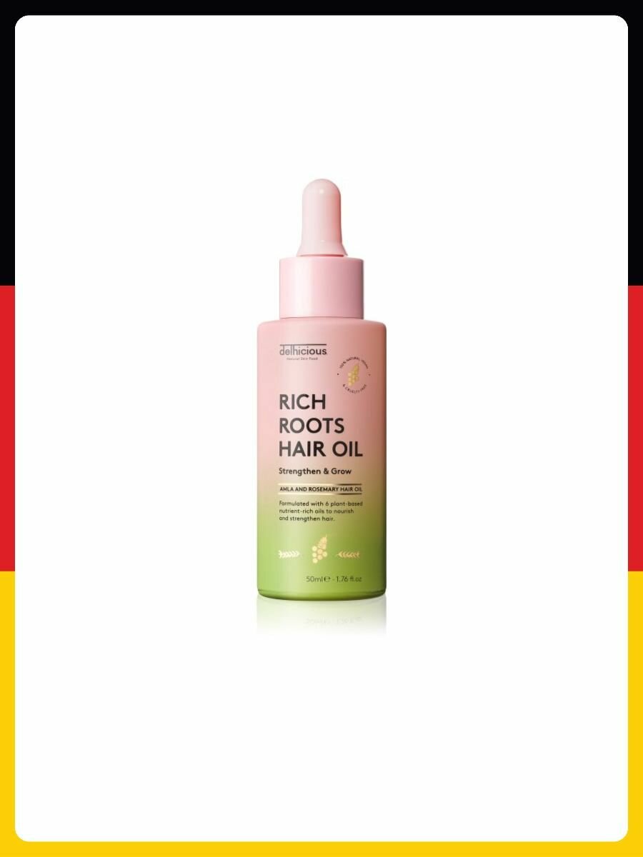 Маска для волос delhicious Rich Roots Amla & Rosemary Hair Oil moisturizing and soothing for dry and itchy scalp, 50 мл