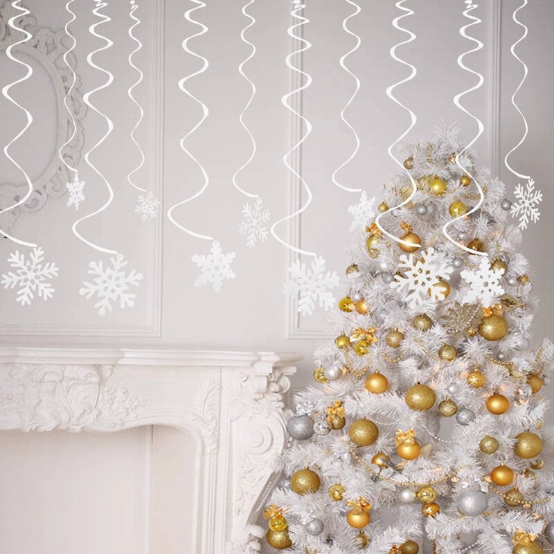 Новогодние подвесные украшения из ПВХ: спиральные композиции для потолка, подвесные фигурки Деда Мороза и Снеговика 07