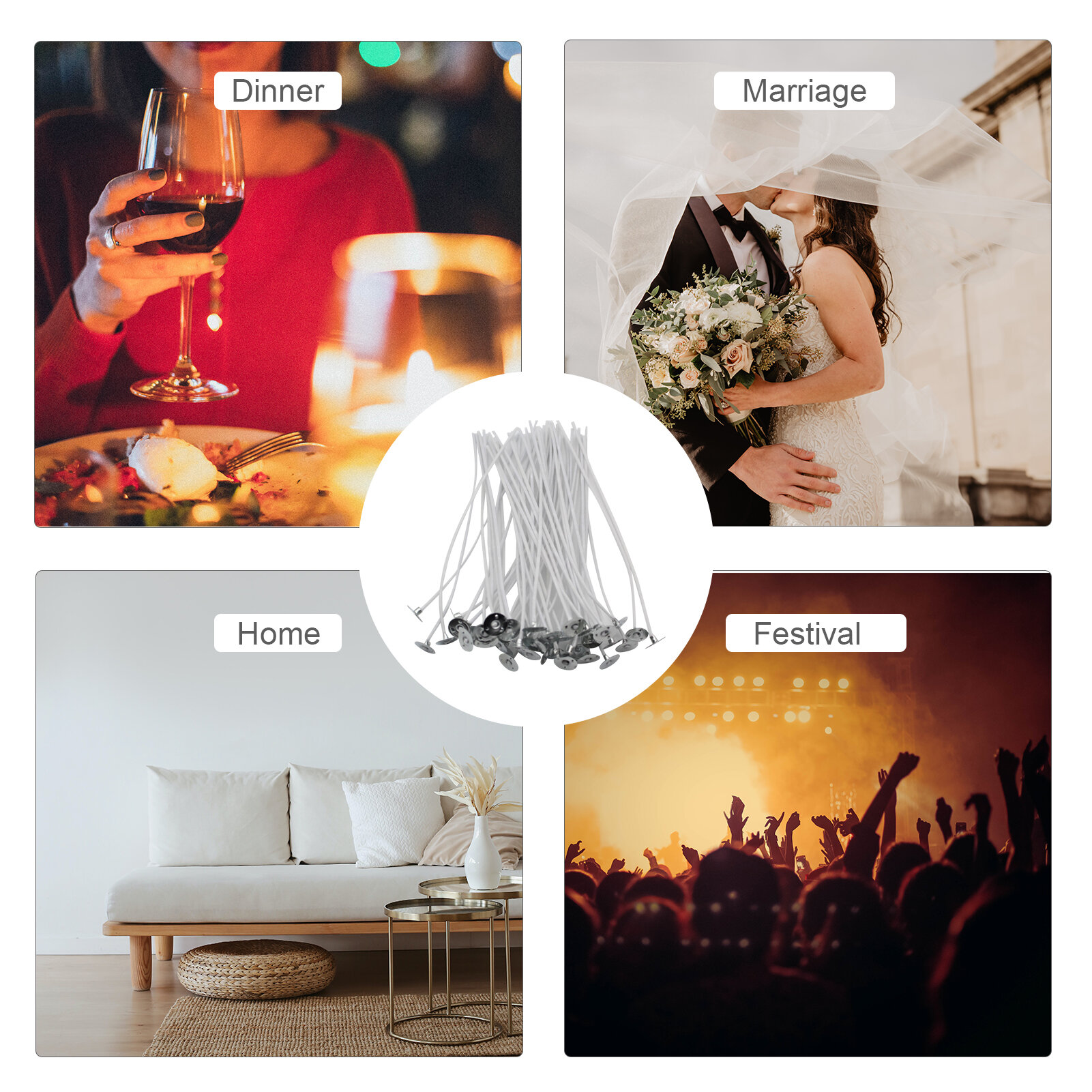 50 шт. фитилей для свечей, предварительно вощеные фитили, набор для изготовления свечей, хлопковые предварительно вощеные фитили для изготовления свечей своими руками, 4 дюйма, долговечные