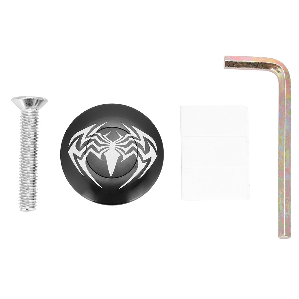 Круглая крышка выноса руля для горного велосипеда с черным узором "паук" (Spider)