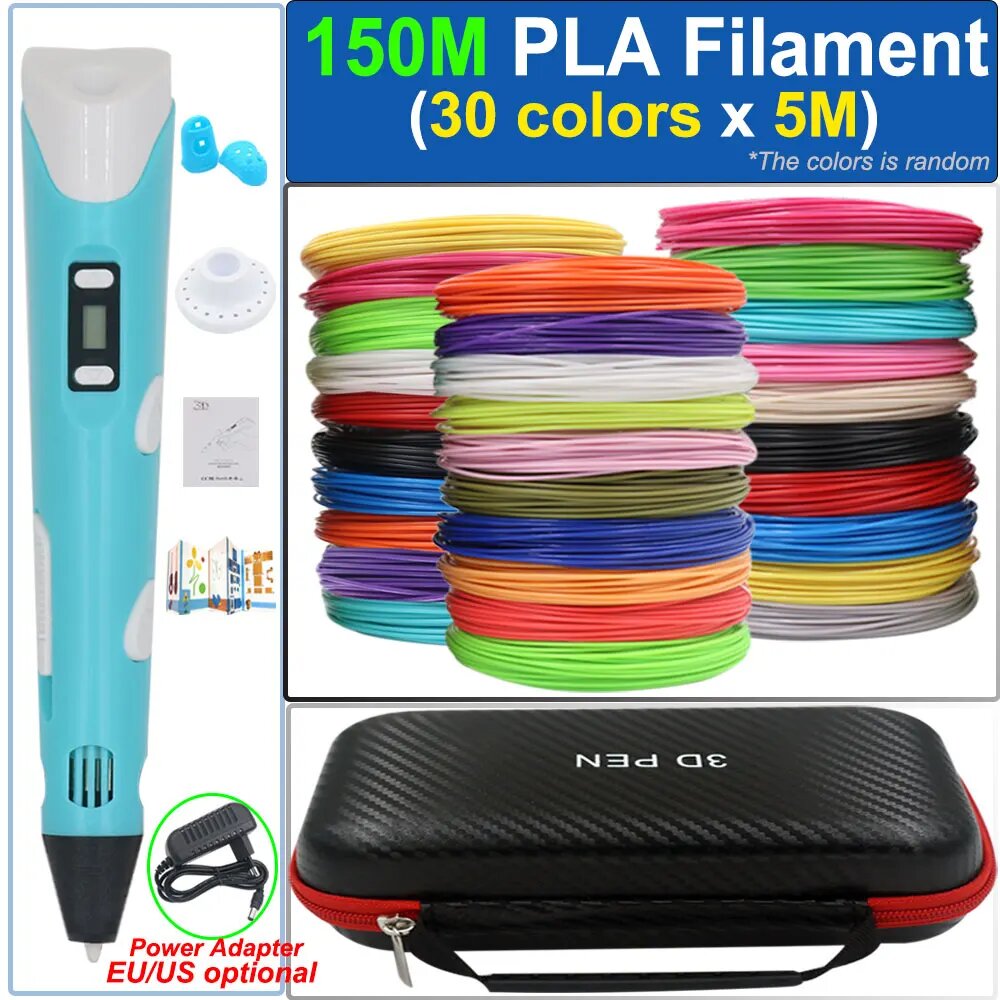 3D-ручка OUIO, синий, 150M PLA, вилка EU