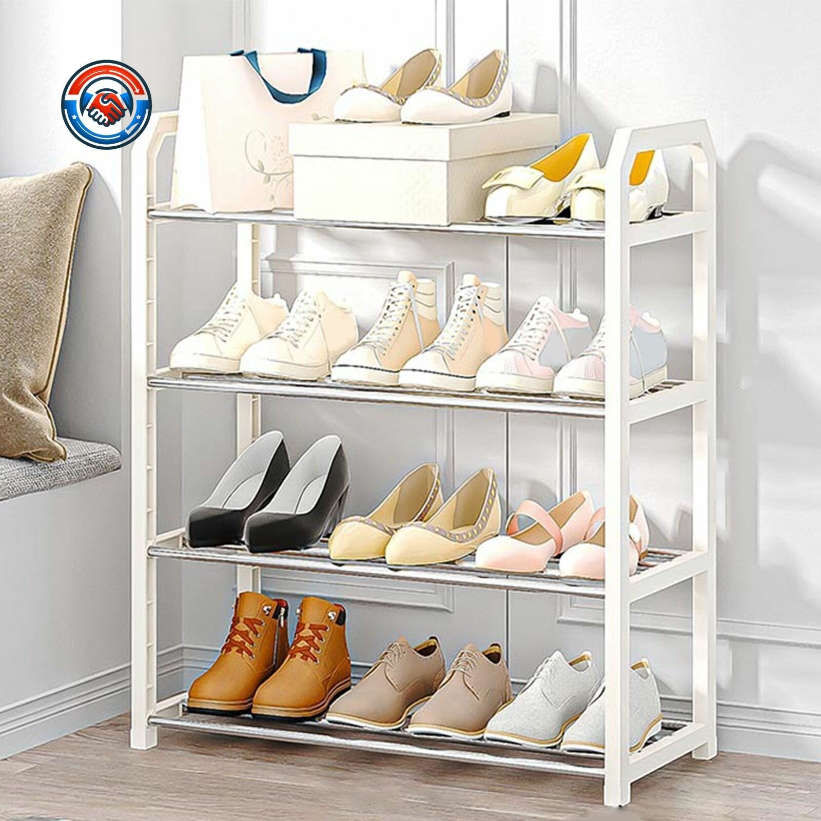Четырехслойная подставка для обуви, легкая сборка без инструментов, компактная обувница для прихожей, пластиковая стойка для кроссовок и туфель, экономия места в квартире
