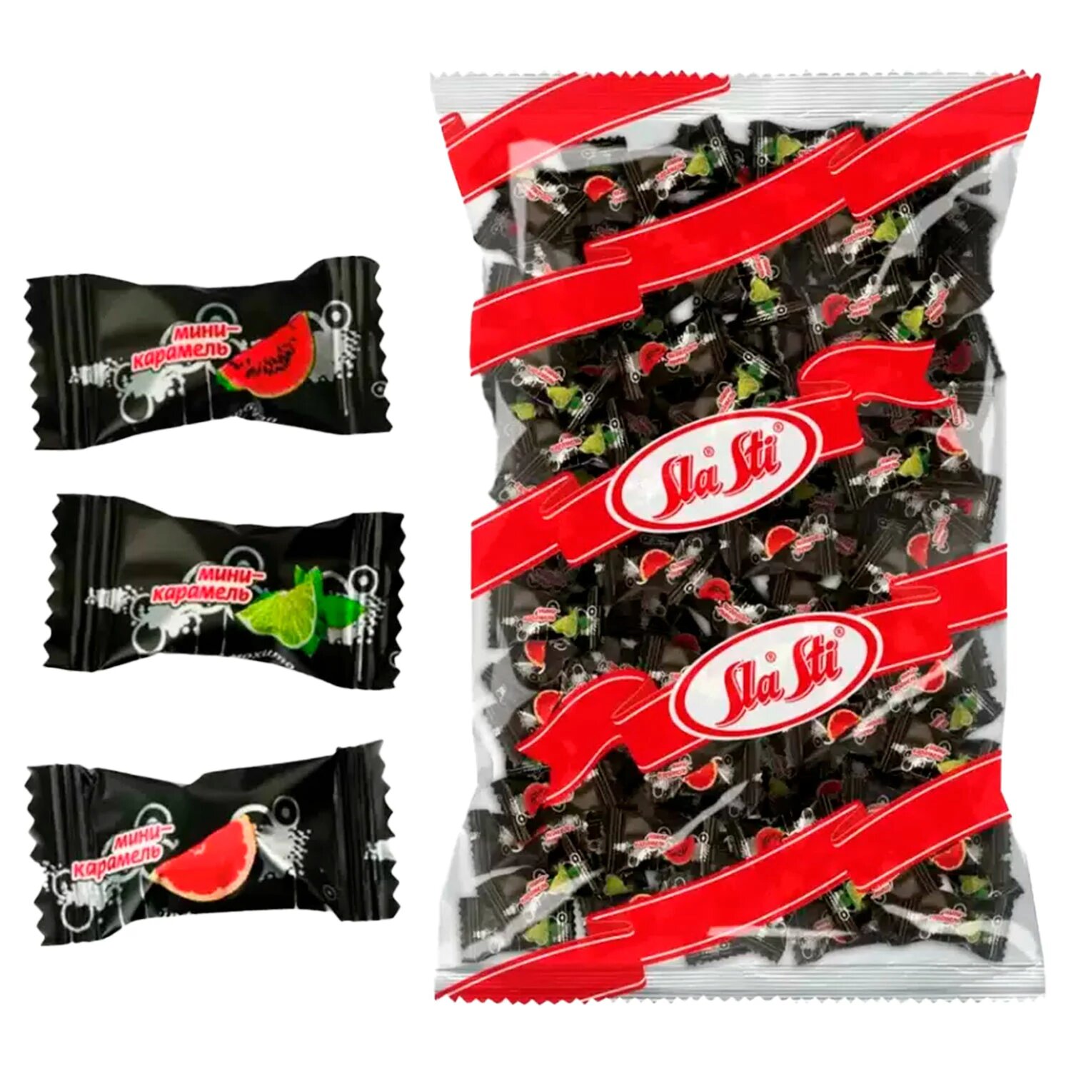 Карамель леденцовая SLASTI мини, микс (арбуз, грейпфрут, мохито), 1000 г