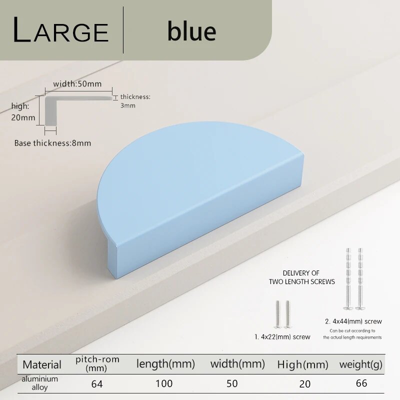 Дверная ручка шкафа, полукруглые ручки для кухонного шкафа, ручка ящика комода, красочные розовые, синие, зеленые, белые ручки для мебели