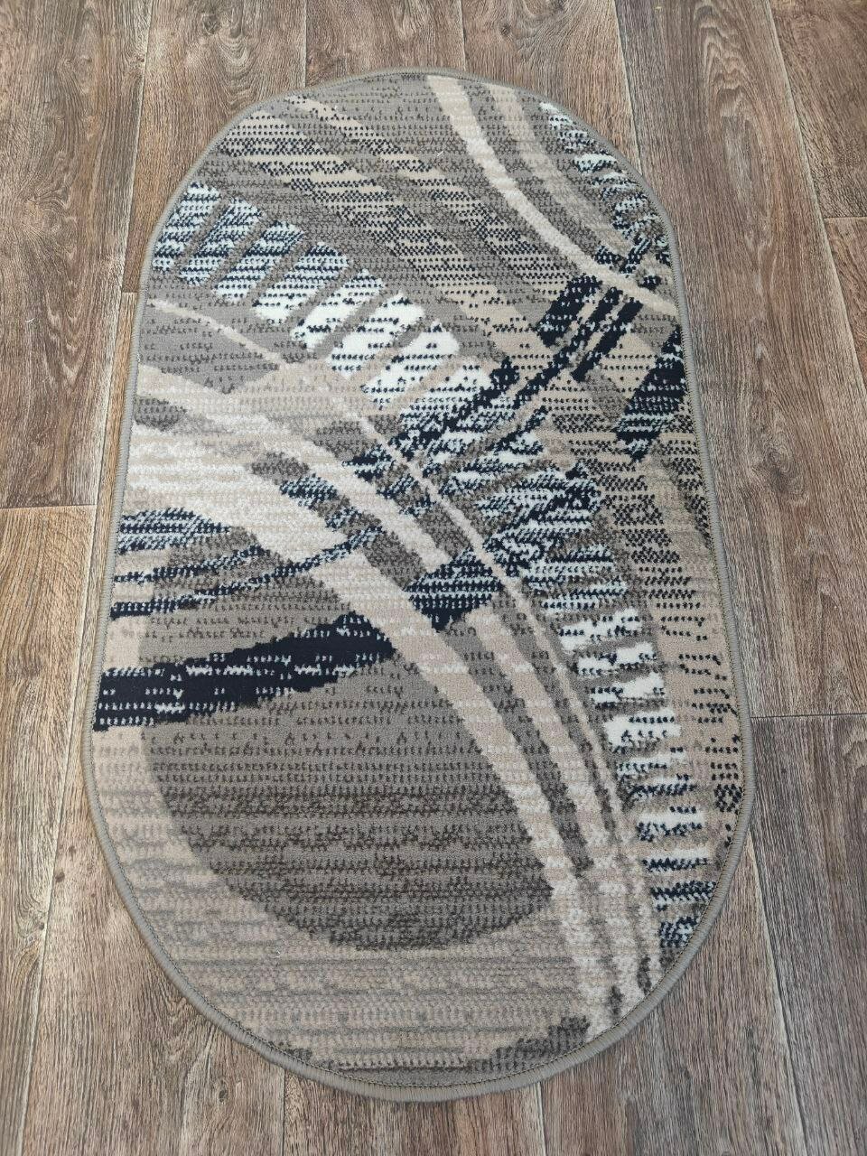 Ковер прикроватный 60 на 110 коричневый с латексной пропиткой анти скользящий овальной формы