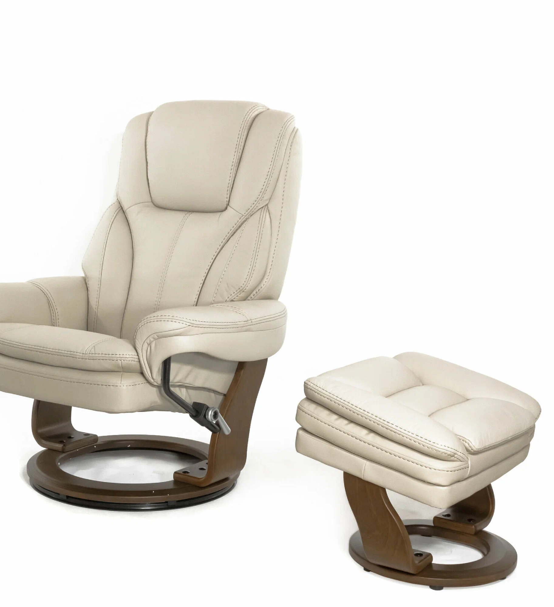 Кресло реклайнер FALTO Hana (оттоманка, натуральная кожа Nappa, бежевый)