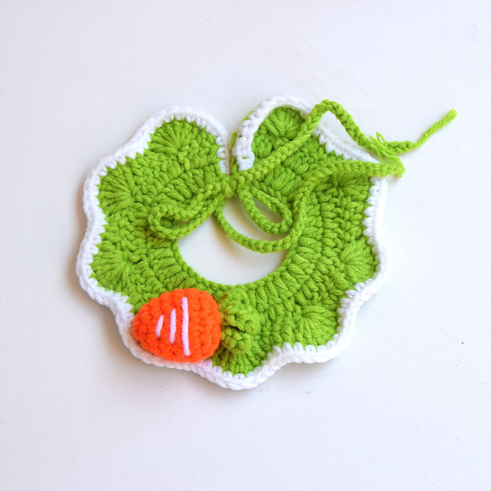 Morkovkovidnyy vyaznyy oshchepok iz khloptyanoy tkani dlya koshak i sobak - razmer XS 15-20 sm okruzhnosti