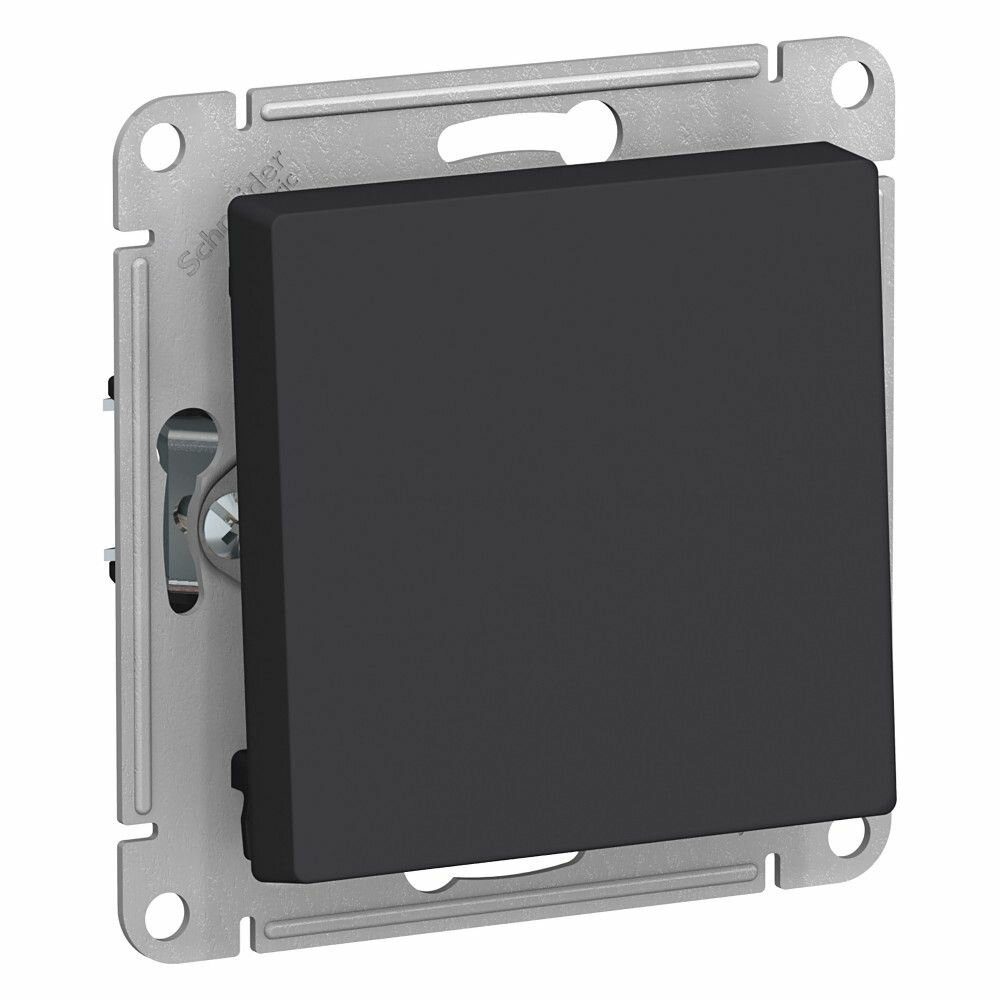 Выключатель одноклавишный Systeme Electric с самовозвратом Atlasdesign схема 1 10АХ, механизм карбон