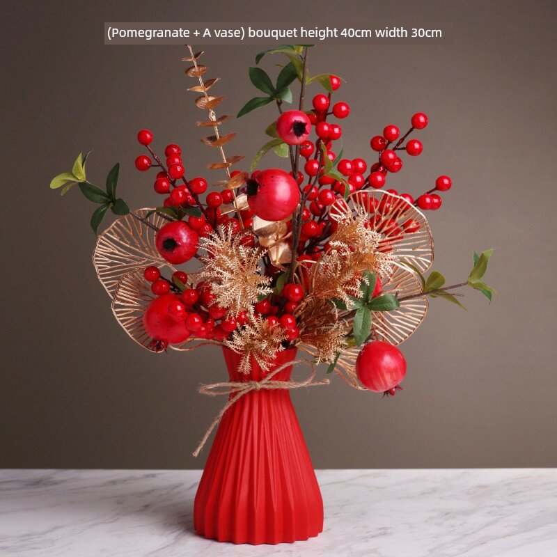 Холли красные фрукты, фрукты, предсказание, новогодний букет, весенний фестиваль, искусственные цветы, украшения, ваза,