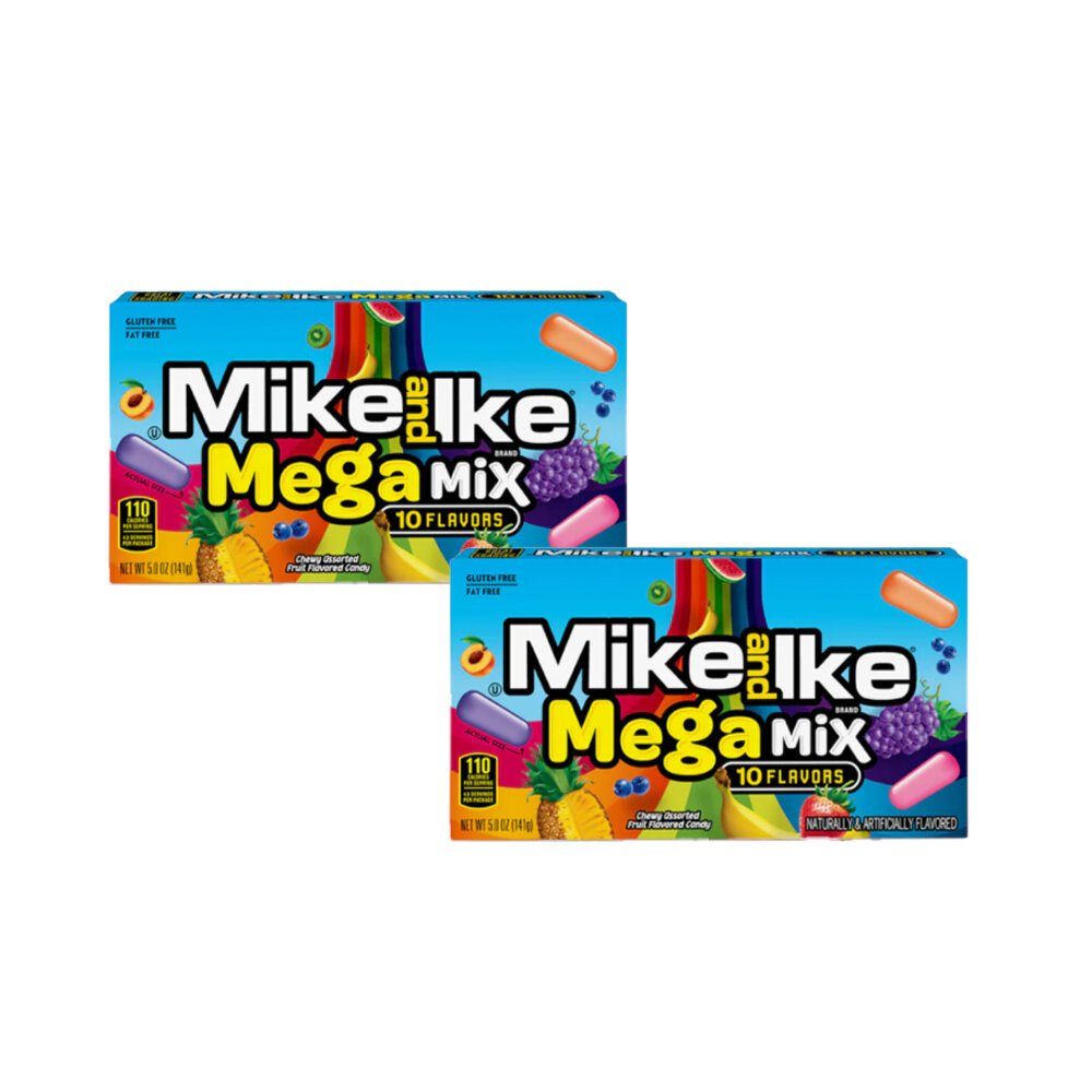 Конфеты Mike and Ike "Mega Mix", фруктовый микс 10 вкусов США , 2 шт. по 120 грамм