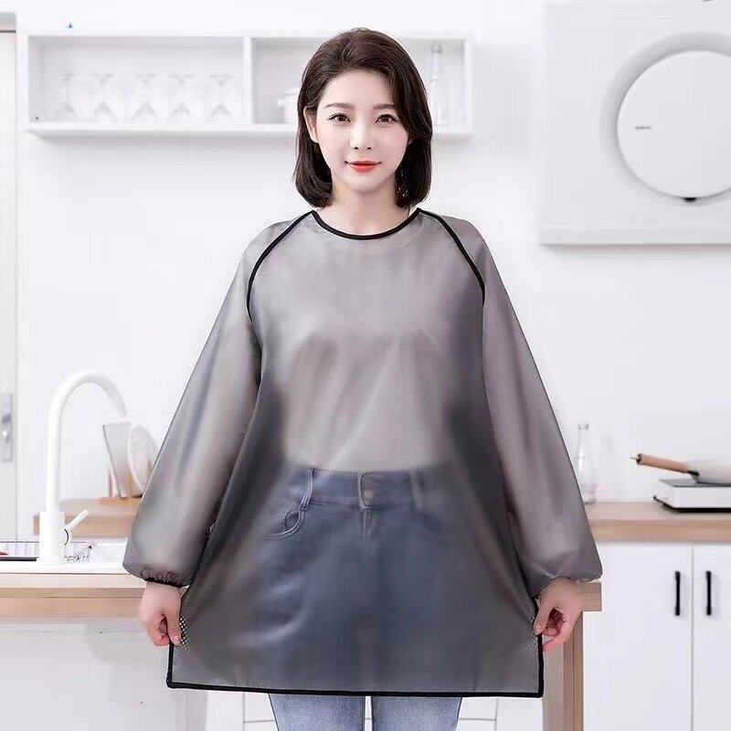 Горячая распродажа нового TPU фартука с длинным рукавом, водонепроницаемого, маслостойкого, для кухни, домашнего использования, без необходимости стирки, рабочая одежда с логотипом, водонепроницаемый фартук