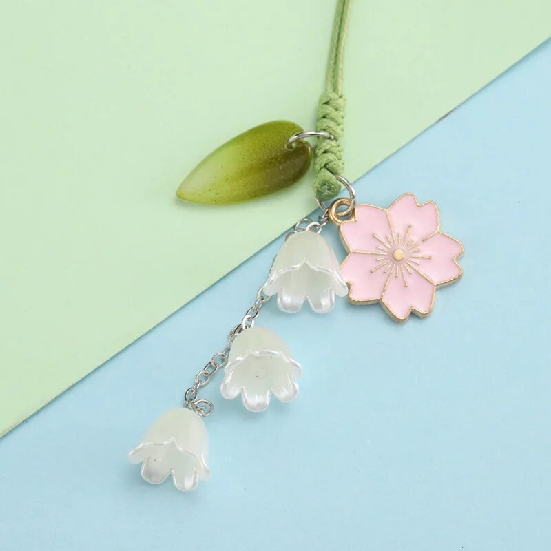 Ремни для мобильного телефона с цветком тюльпана, милый шарм для iPhone, короткий ремешок, ручная веревка, милый брелок для телефона, модный кулон Розовый