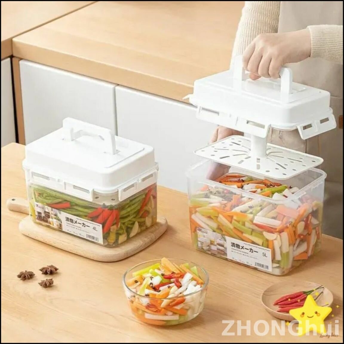 Кадка для засолки, Полипропилен, 5л, диаметр 23.5 см