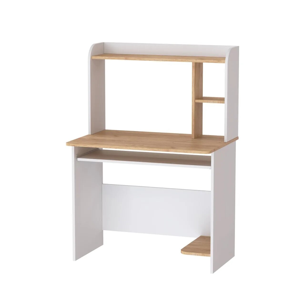 Стол компьютерный «Грета-2» с подставкой под системный блок, надстройкой, ЛДСП (Дуб крафт золотой/Белый) 90х60х130